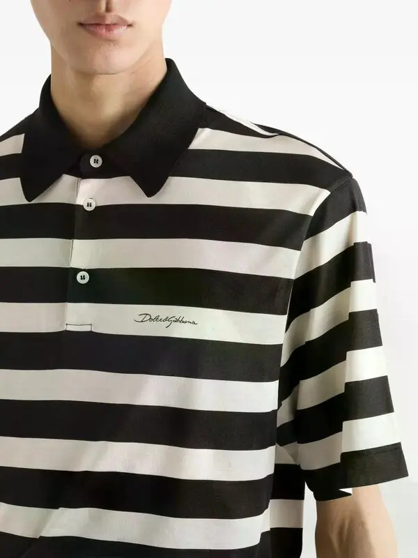 Dolce & Gabbana Striped Polo Shirt - White