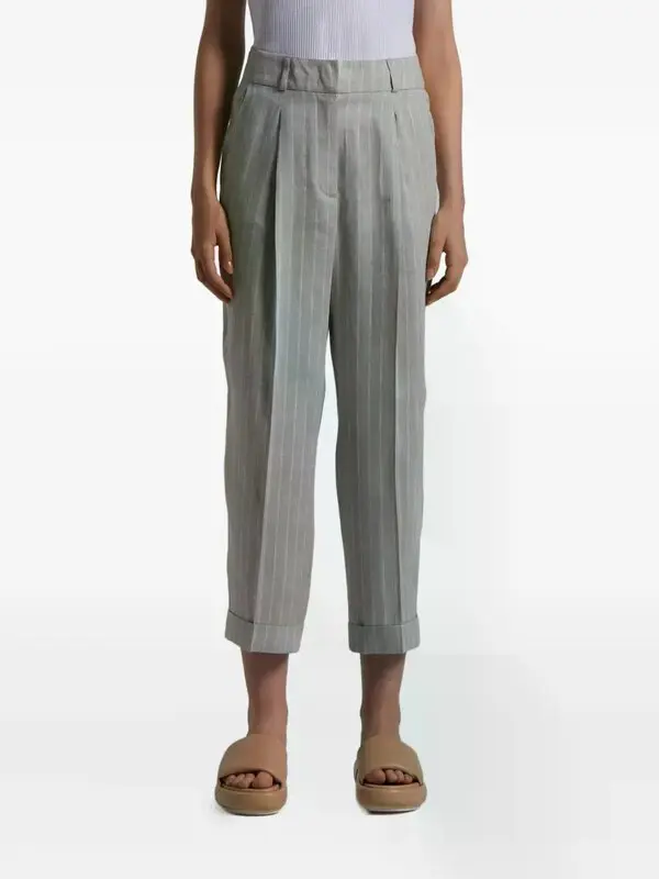 Peserico Pinstriped Cuffed Trousers - Grey
