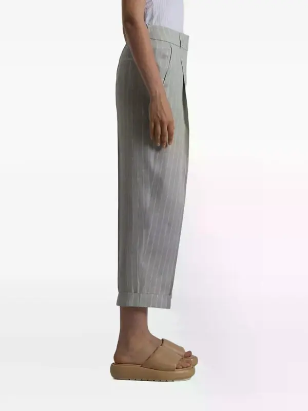 Peserico Pinstriped Cuffed Trousers - Grey