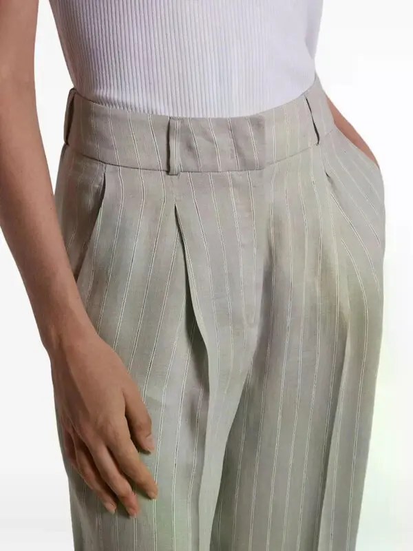 Peserico Pinstriped Cuffed Trousers - Grey