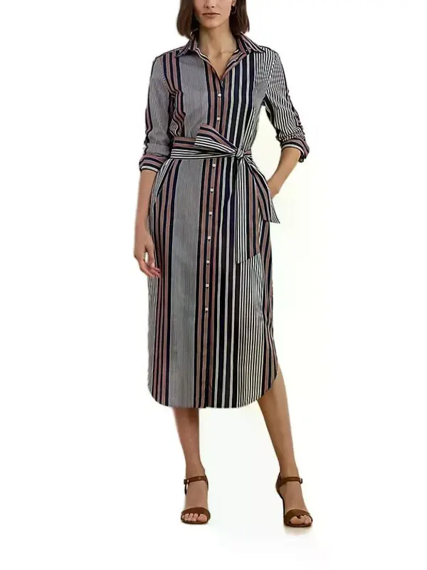 Ralph Lauren Striped Belted Midi Dress