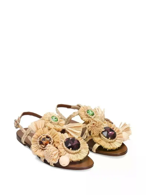 Dolce & Gabbana Embellished Raffia Sandals