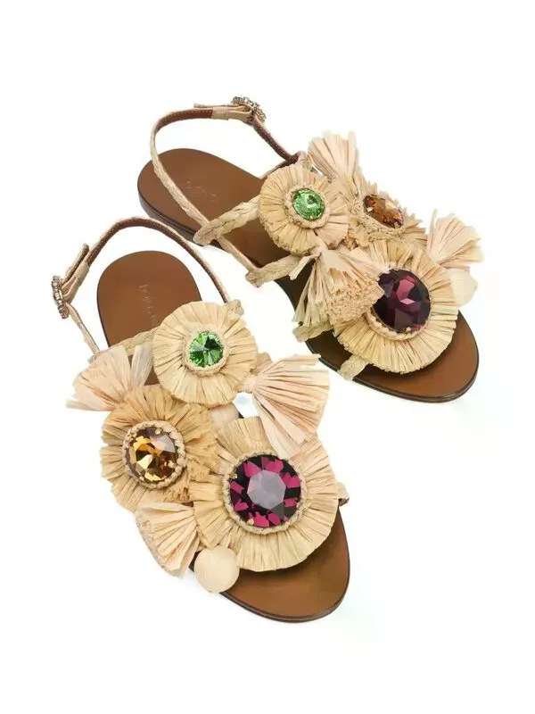 Dolce & Gabbana Embellished Raffia Sandals