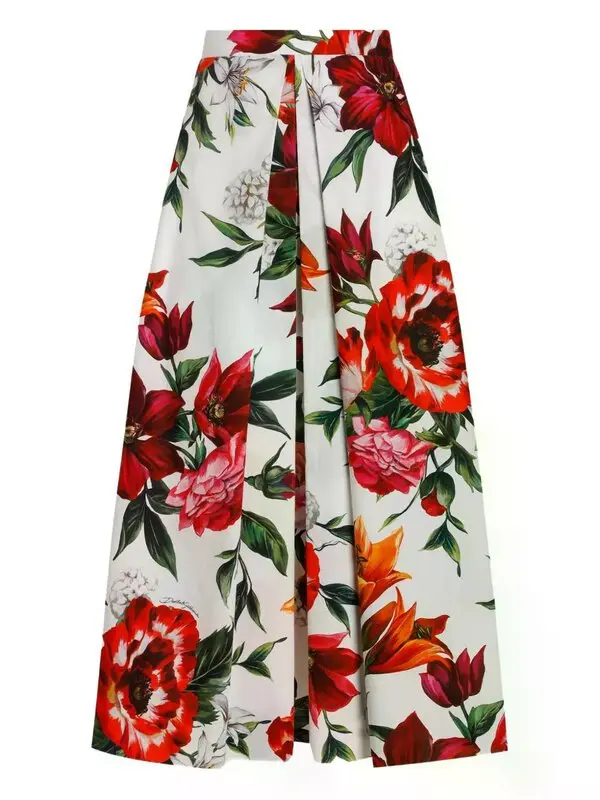 Dolce & Gabbana Floral-print Midi Skirt - White