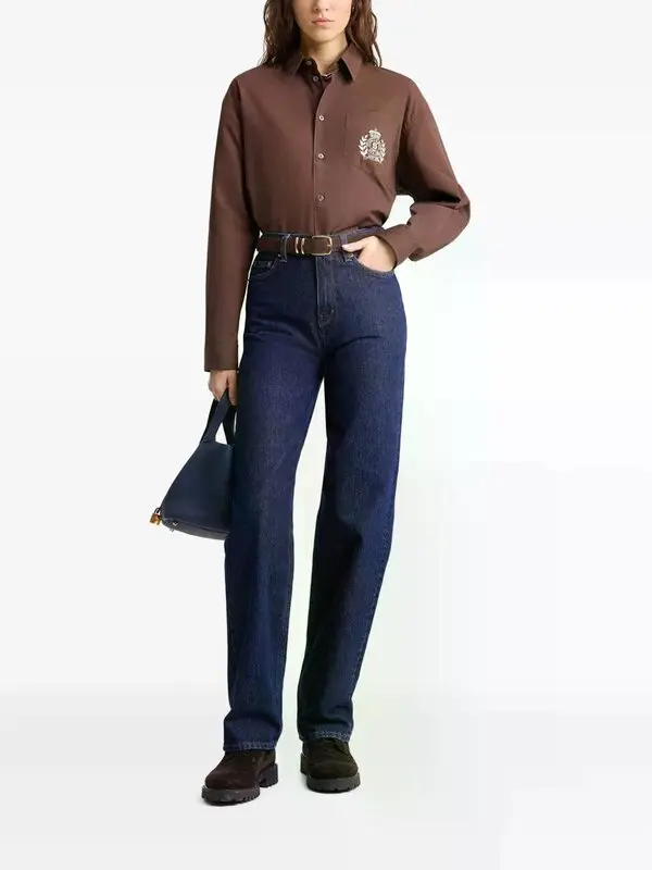 SPORTY & RICH H&w Crest Shirt - Brown
