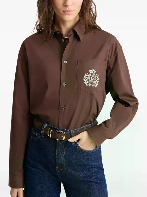 SPORTY & RICH H&w Crest Shirt - Brown
