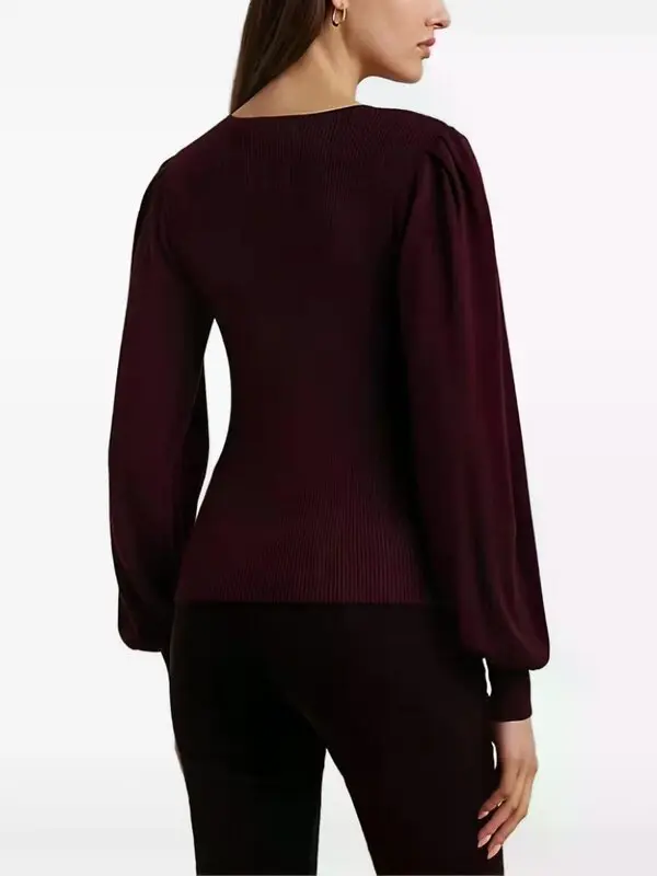 Ralph Lauren Ribbed V-neck Top - Red