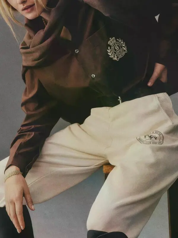 SPORTY & RICH Riding Club Track Pants - Neutrals
