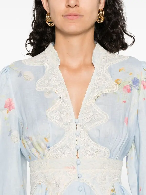lucky plunge mini dress Zimmermann Lucky Plunge Mini Dress In Cream/pink Floral