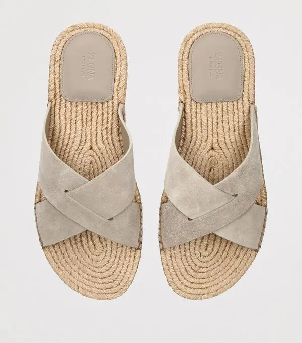 Zegna Suede Espadrille Sandals - Grey