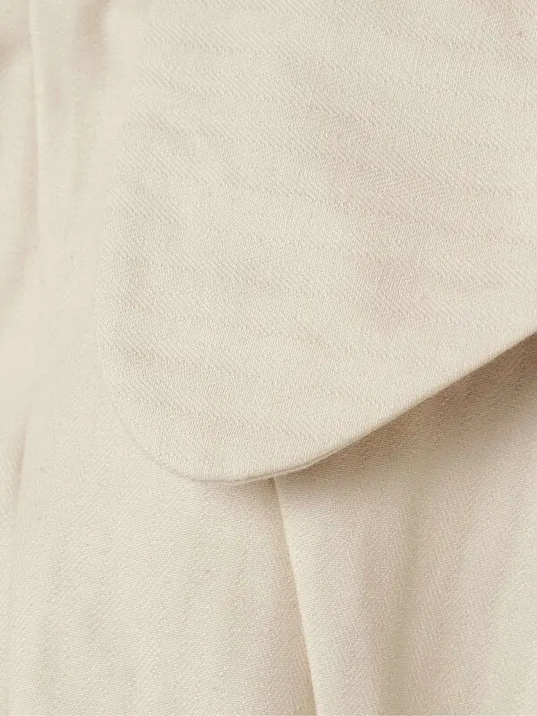 TOLU COKER Cropped Paneled Herringbone Cotton Top