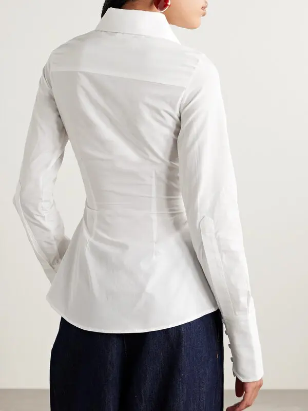 S.S.DALEY Eeva Ruched Cotton-poplin Shirt