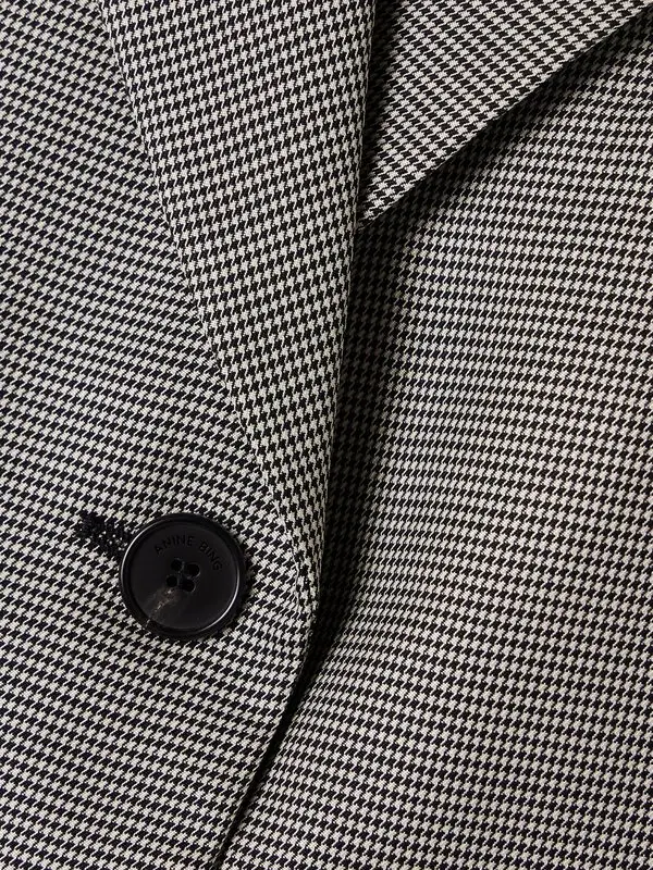 ANINE BING Sara Houndstooth Wool-blend Blazer