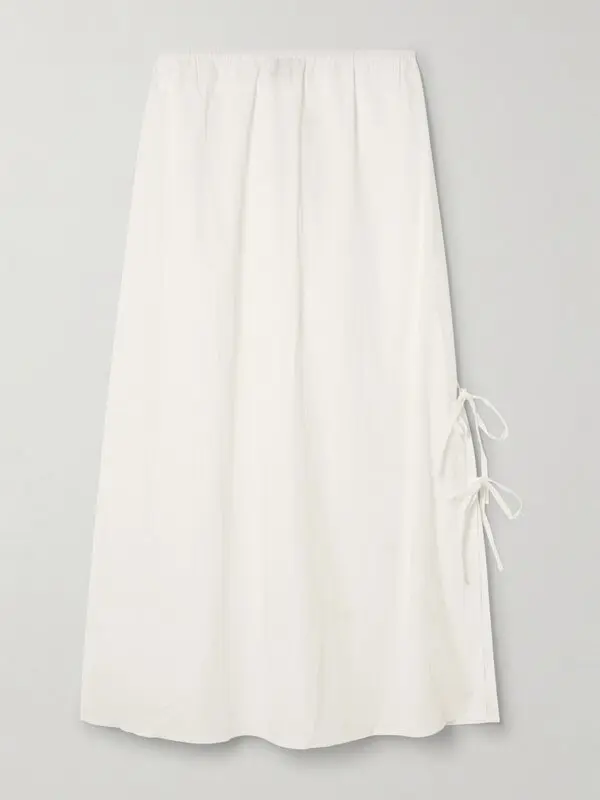 DEIJI STUDIOS Tie-detailed Organic Cotton-poplin Midi Skirt
