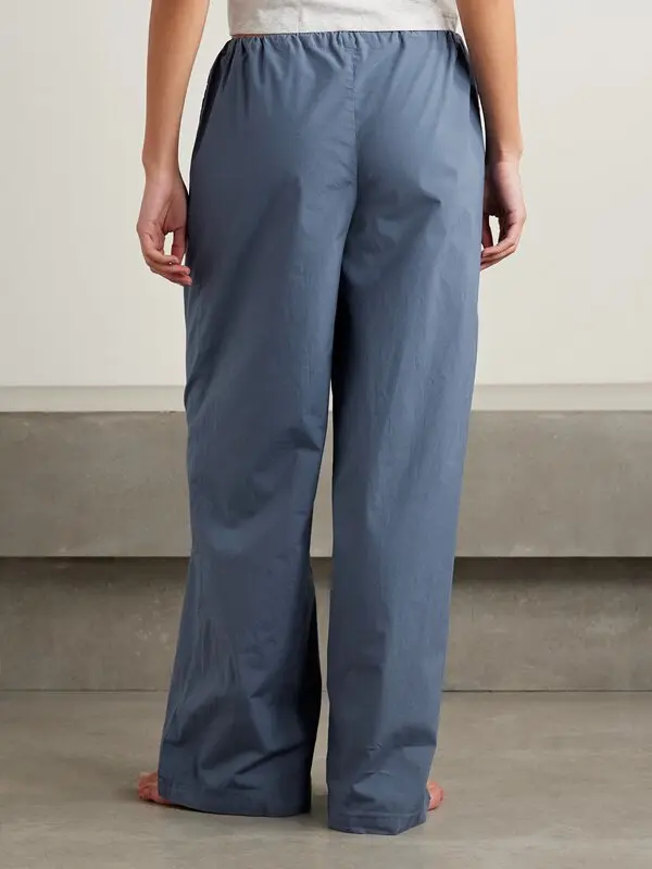 SKIMS Cotton-blend Poplin Wide-leg Pants - Blue