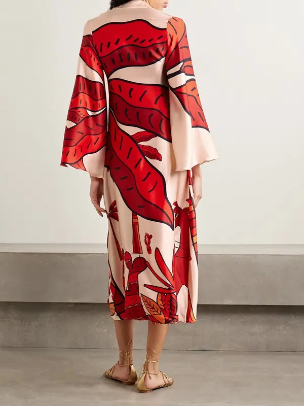 CRISTIANO MARCHELI Jane Printed Silk-blend Satin Kaftan
