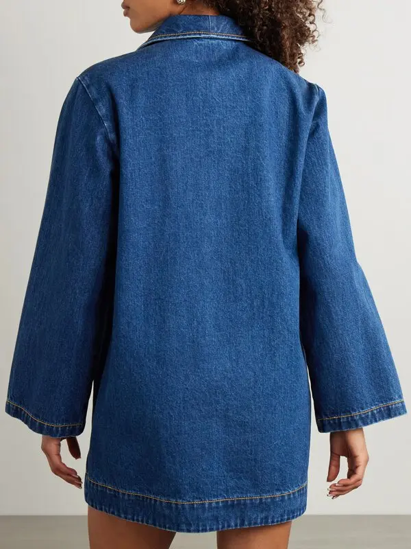 ALEMAIS Speedy Appliquéd Denim Mini Dress