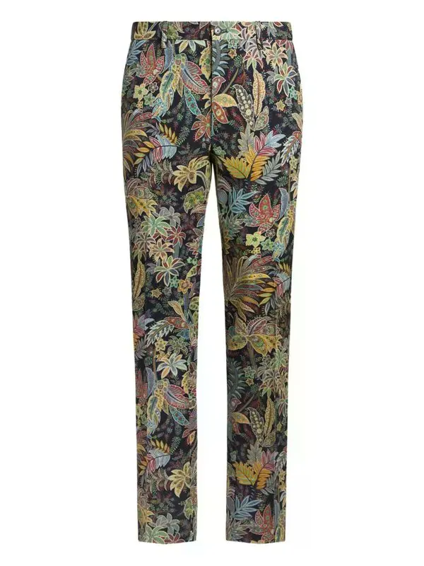Etro Botanical-print Gabardine Trousers