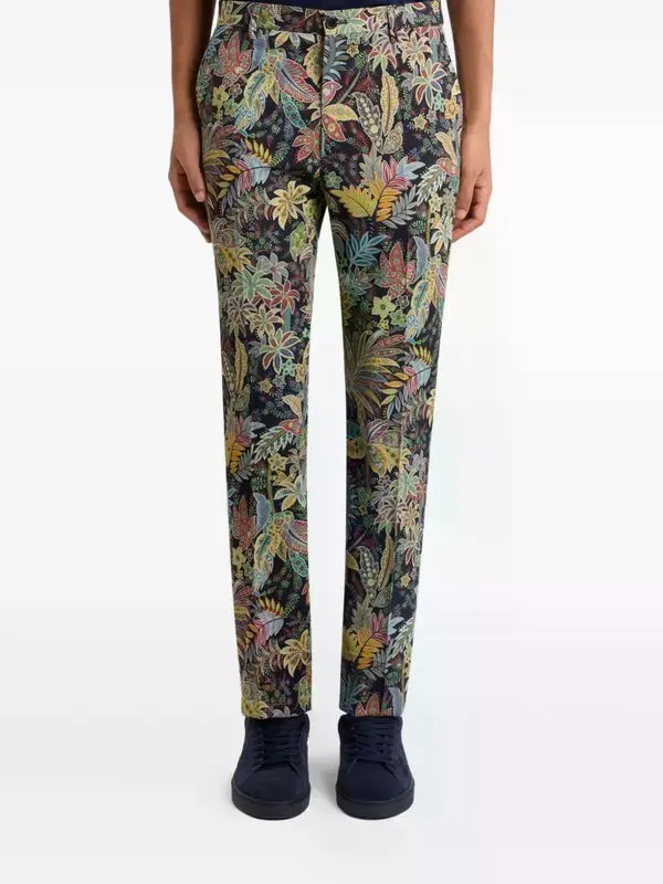 Etro Botanical-print Gabardine Trousers