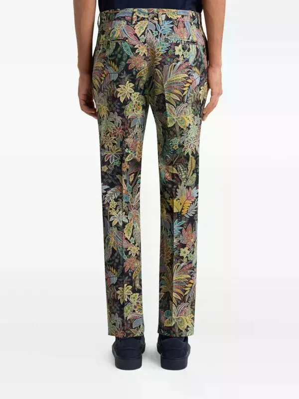 Etro Botanical-print Gabardine Trousers
