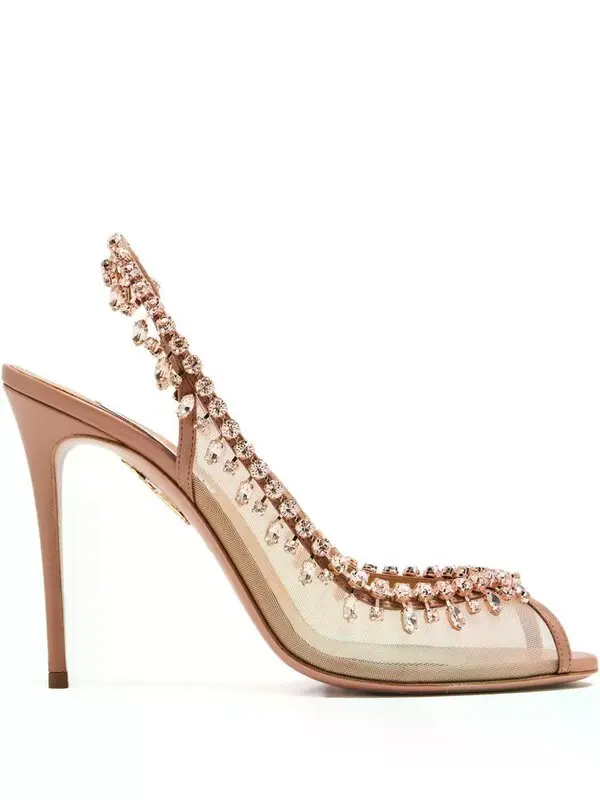 AQUAZZURA 105mm Open-toe Slingback Pumps - Neutrals