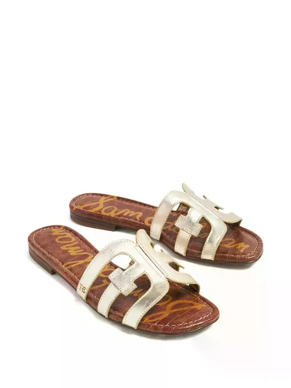 Sam Edelman Bay Metallic Leather Flat Sandals - Gold