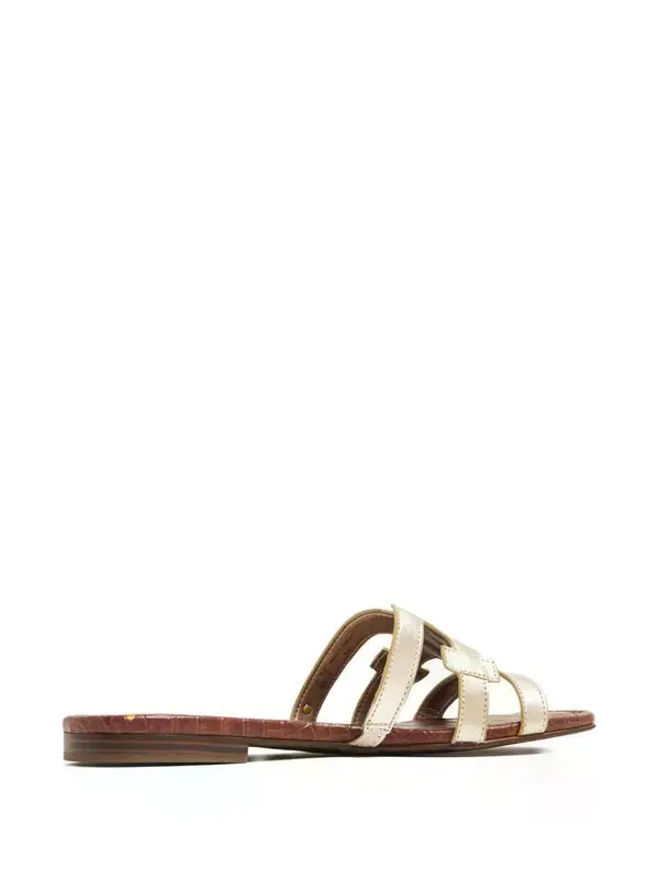 Sam Edelman Bay Metallic Leather Flat Sandals - Gold