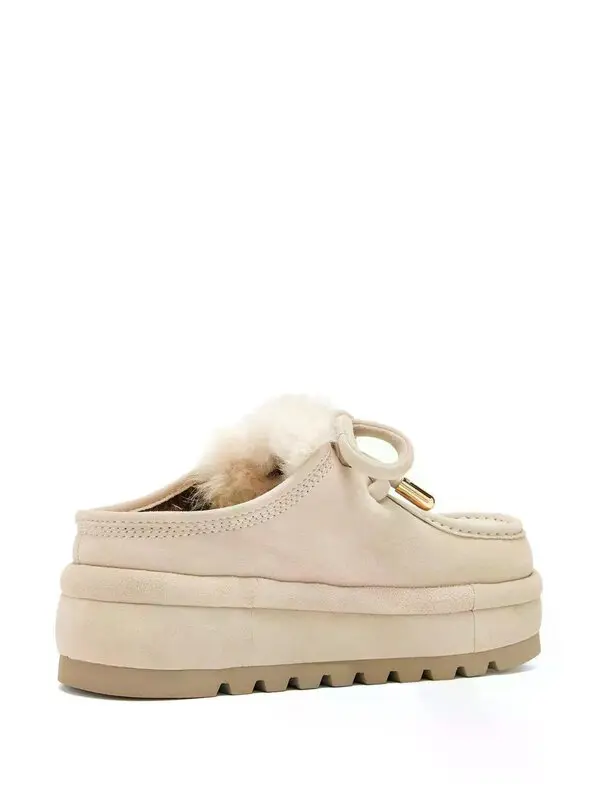 NAKED WOLFE Blizzard Faux Fur-trimmed Platform Mules - Neutrals