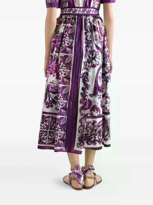 Dolce & Gabbana Majolica-print Midi Shirt Dress - White