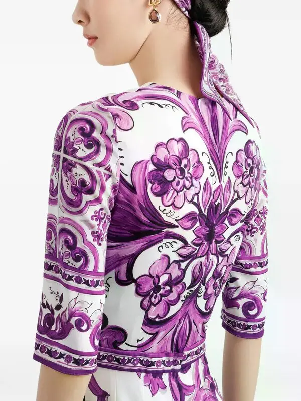 Dolce & Gabbana Maiolica-print Midi Dress - White
