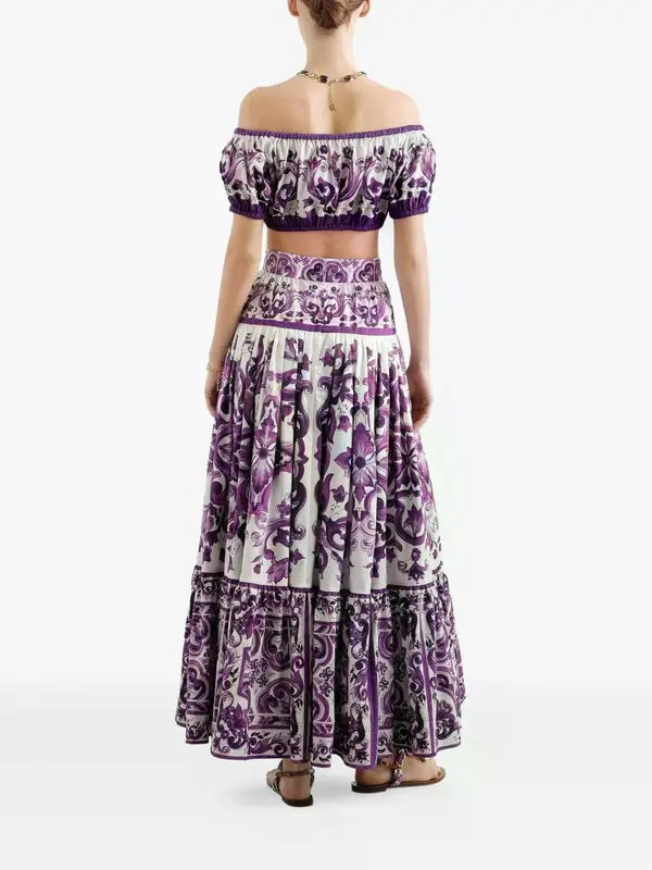 Dolce & Gabbana Majolica-print Crop Top - White