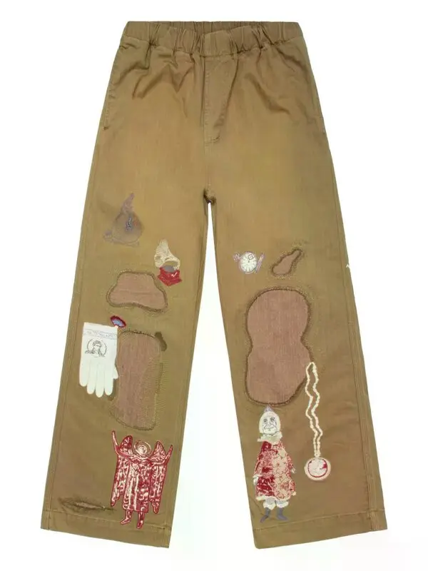 SAMUEL ZELIG Antique Embroidered Trousers - Brown