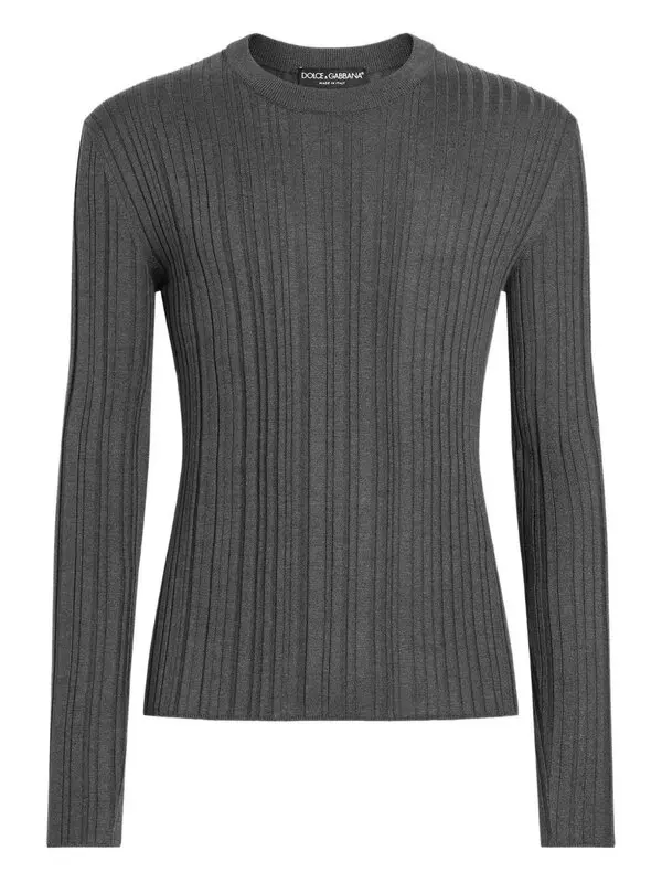 Dolce & Gabbana Ribbed Silk Jumper - Grey