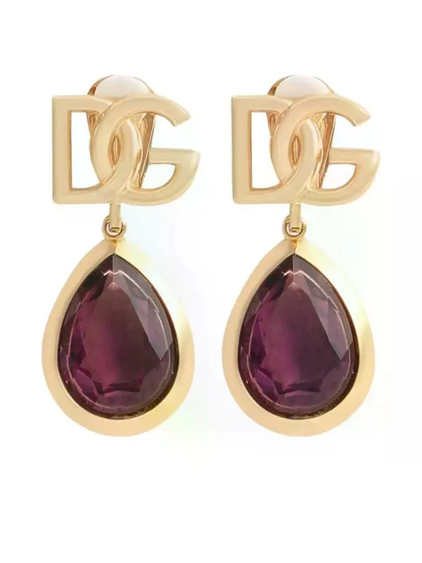 Dolce & Gabbana Logo-plaque Drop Earrings - Gold
