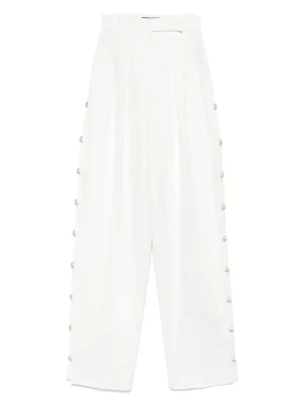 NISSA Rhinestone-embellished Pants - White