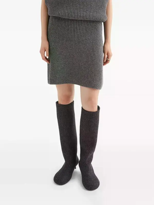 JIL SANDER Wool Mini Skirt - Grey