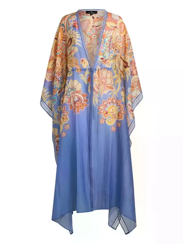 Etro Floral-print Beach Kaftan - Blue