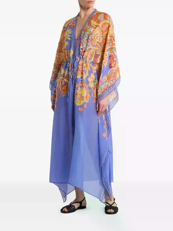 Etro Floral-print Beach Kaftan - Blue