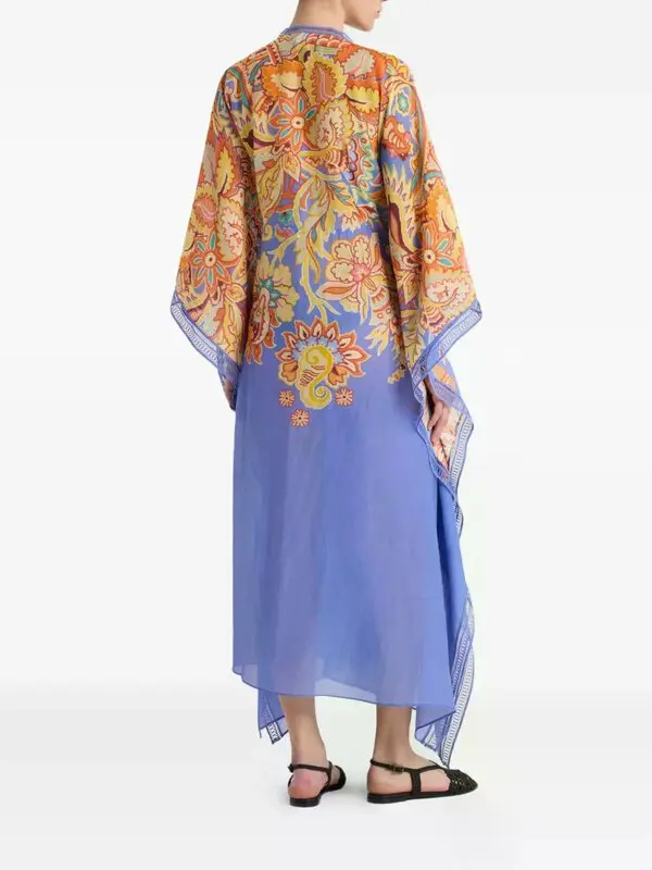 Etro Floral-print Beach Kaftan - Blue