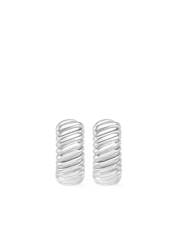DOWER & HALL Large Twist Hoop Earring - Silver