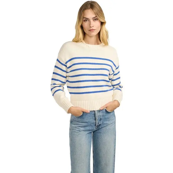 MAREA Lake Cotton Sweater - Ivory/tidal Blue