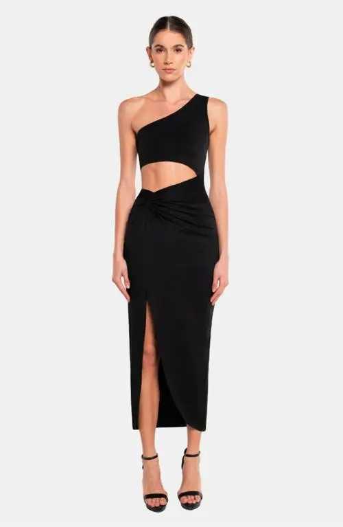 OW Isabella One-shoulder Cutout Midi Dress - Black