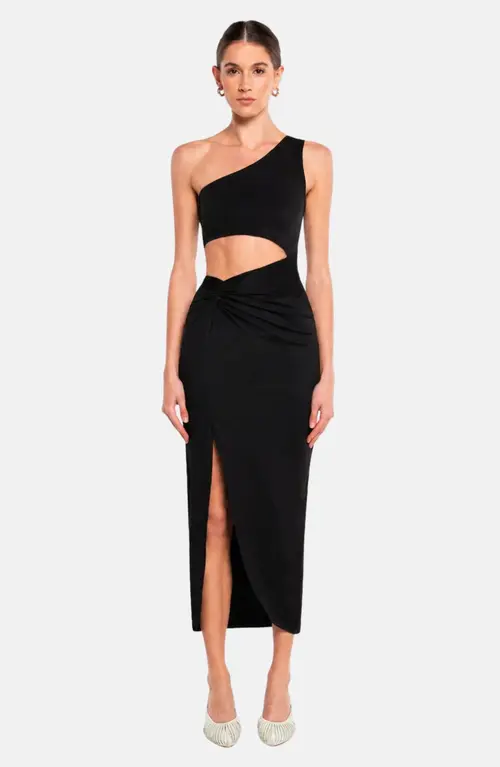 OW Isabella One-shoulder Cutout Midi Dress - Black