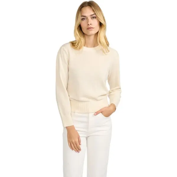 MAREA Cashmere Crewneck Sweater With Puff Sleeves - Ivory