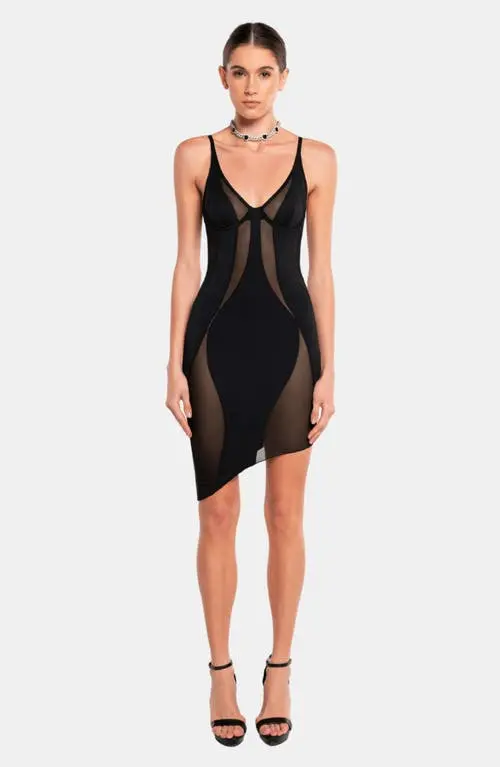 OW Swirl Mini Dress - Black
