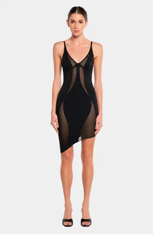 OW Swirl Mini Dress - Black