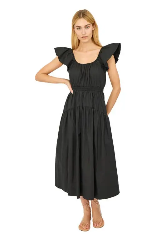 MAREA Cotton Poplin Midi Dress - Bonita Black