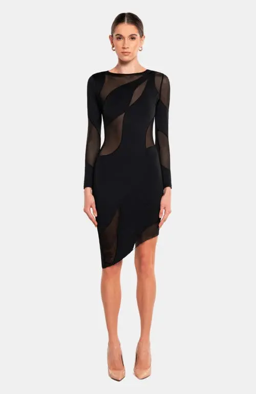 OW Spiral Long Sleeve Dress - Black