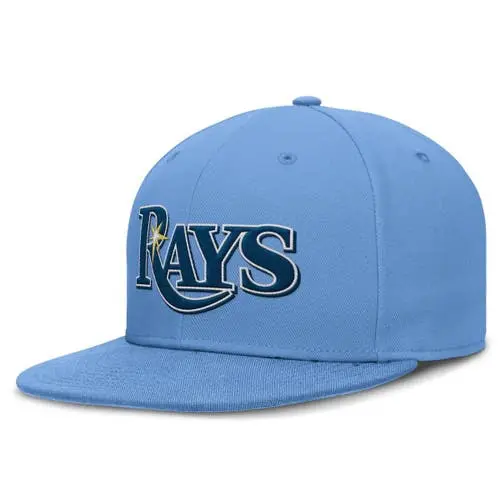 Nike Tampa Bay Rays True Round Bill Performance Fitted Hat - Light Blue