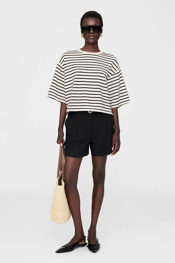 ANINE BING Trent Leather Blend Shorts - Black